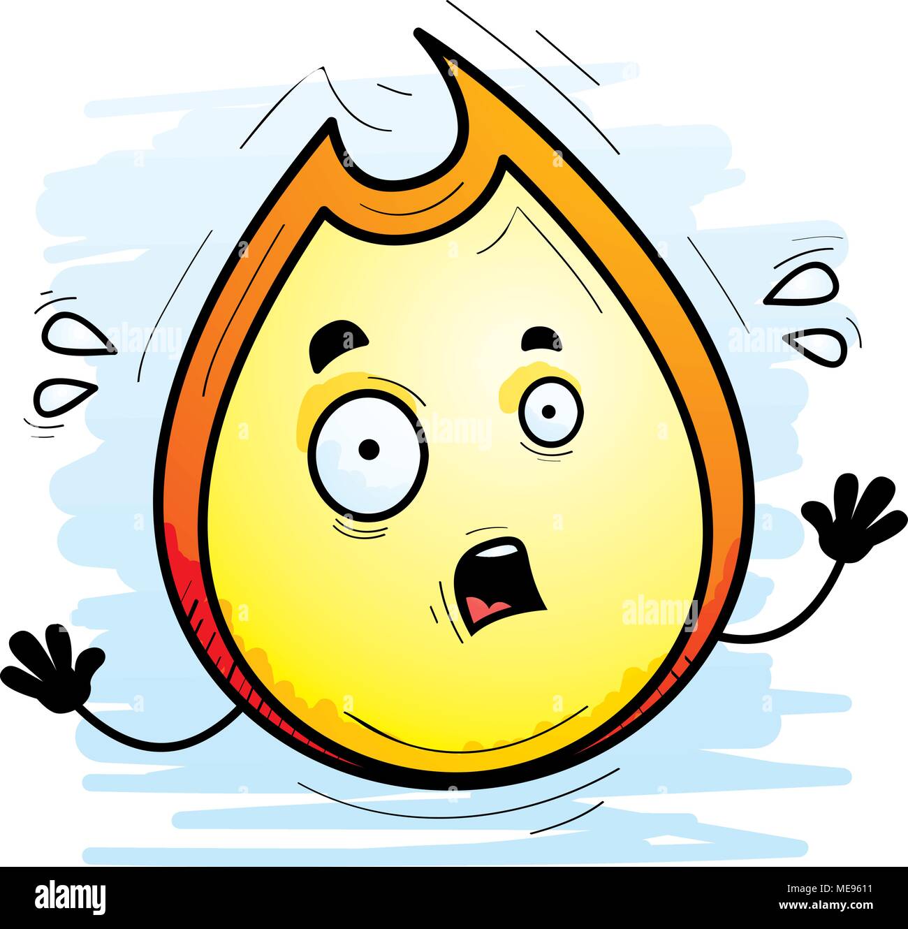 A cartoon illustration of a flame looking scared Stock Vector Image ...