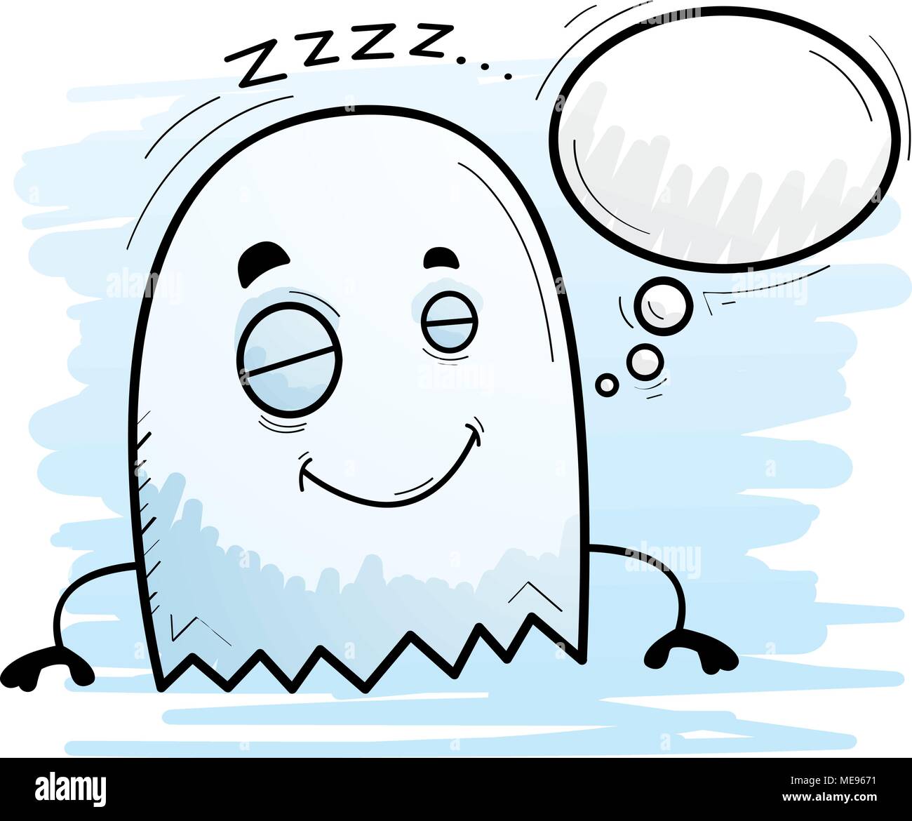 A cartoon illustration of a ghost sleeping and dreaming Stock Vector ...