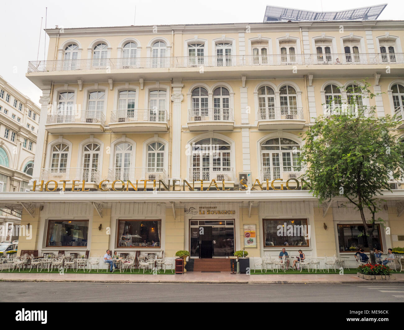 Facade of the iconic The Continental Hotel Saigon, French colonial ...