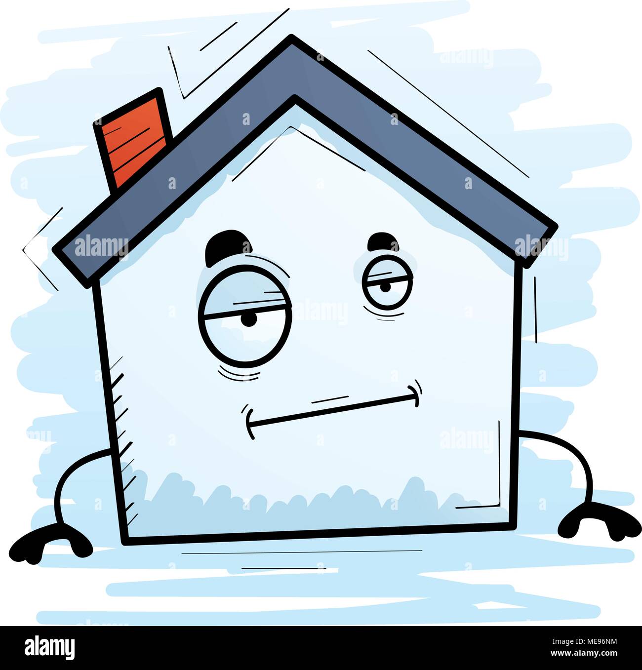A cartoon illustration of a house with a bored expression Stock Vector ...
