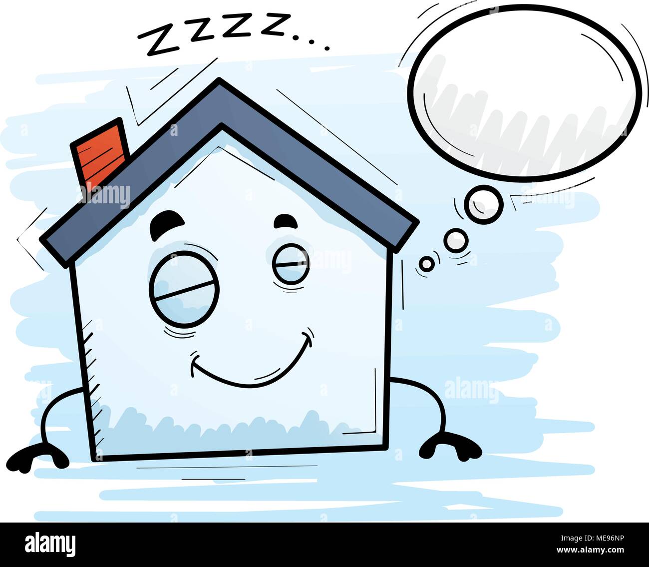 A cartoon illustration of a house sleeping and dreaming Stock Vector ...
