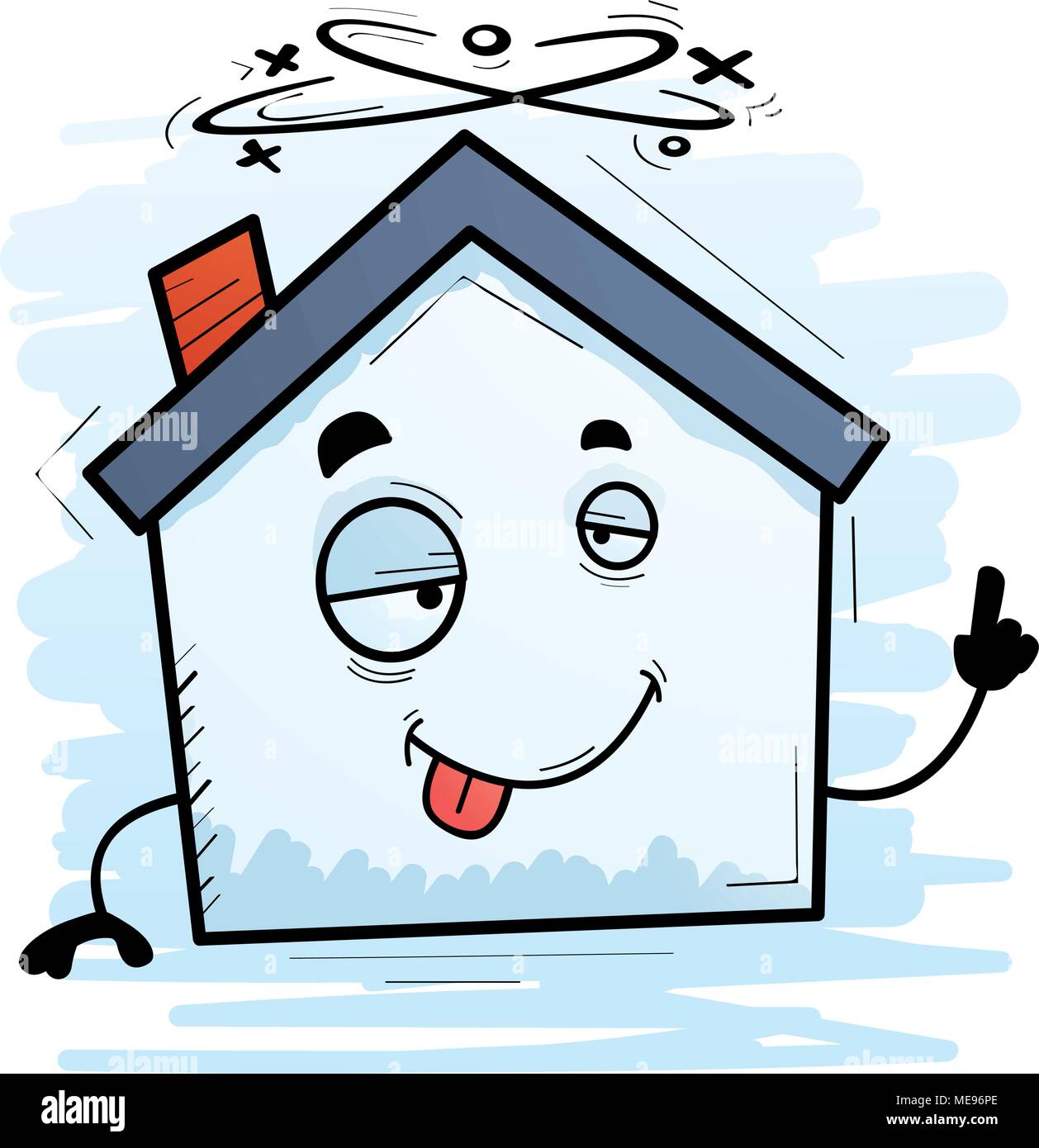A cartoon illustration of a house looking drunk Stock Vector Image ...