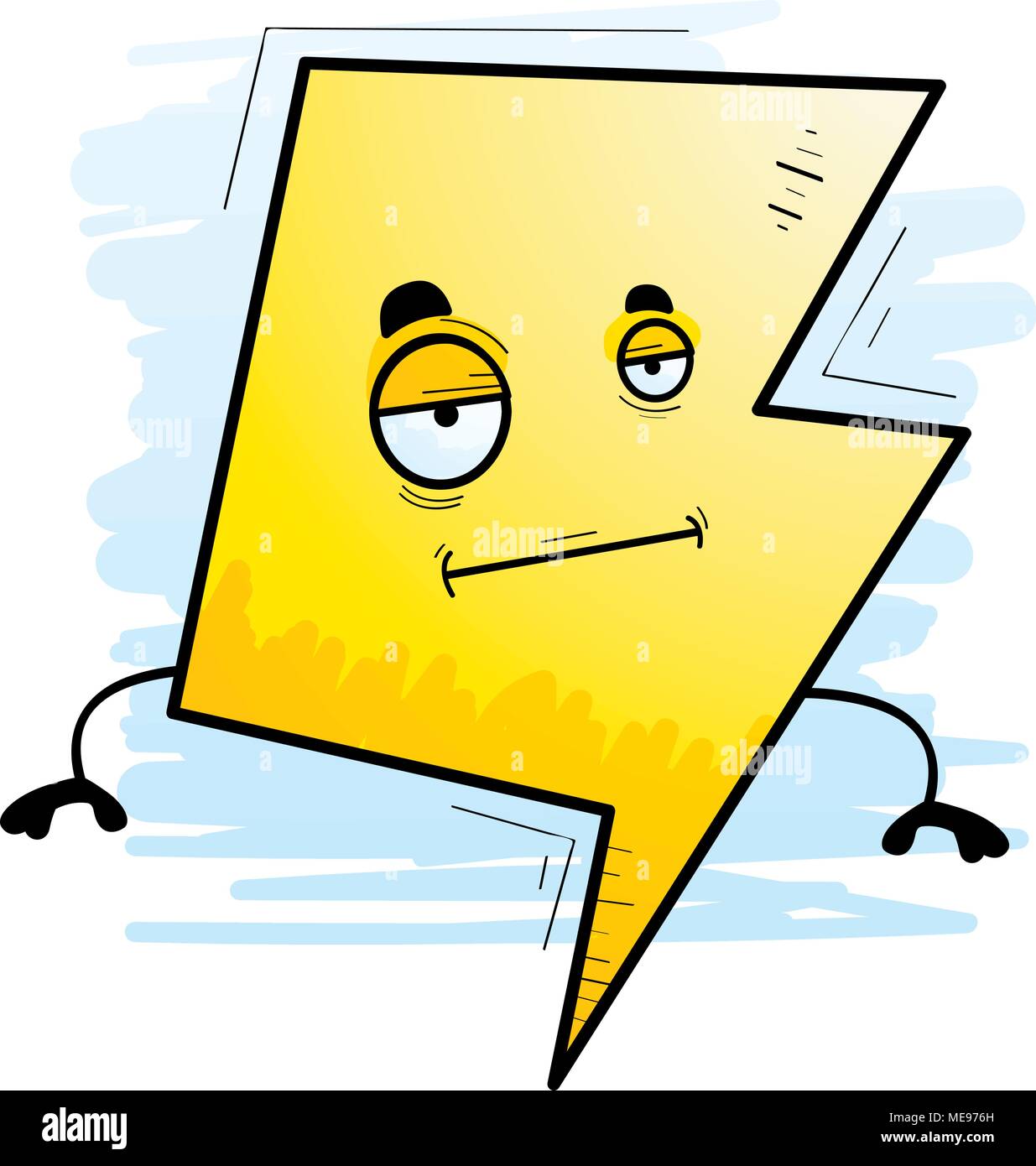 A cartoon illustration of a lightning bolt with a bored expression ...