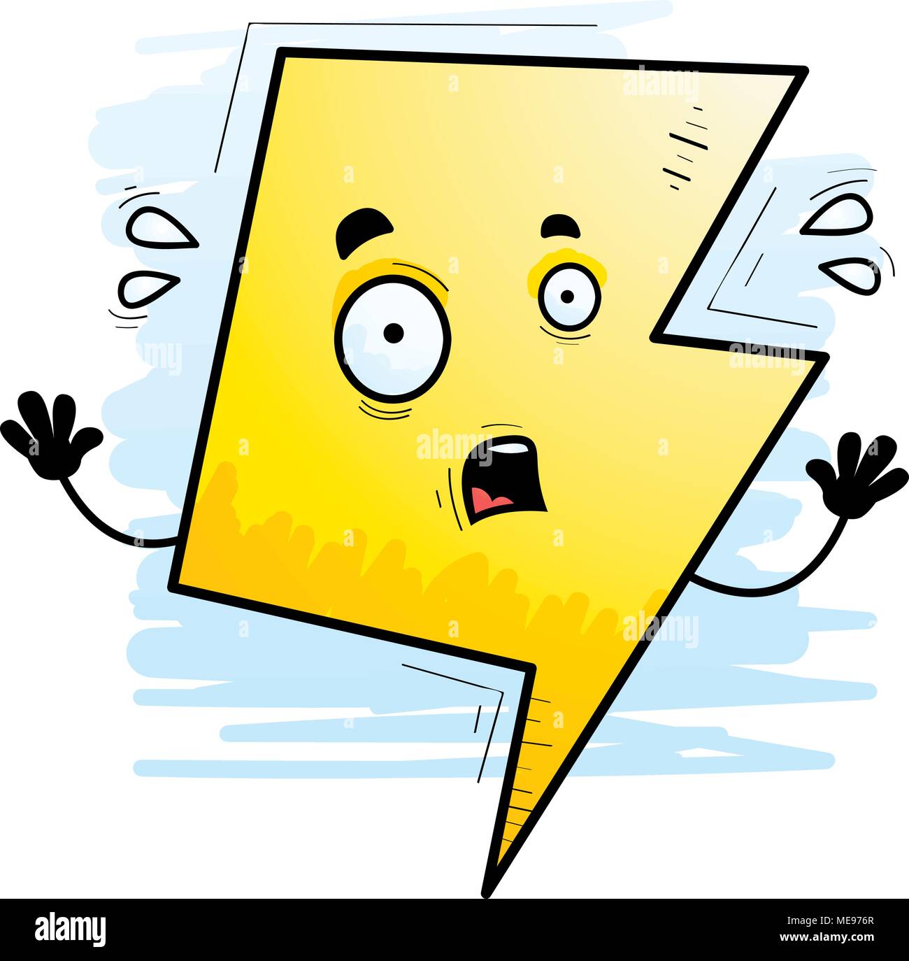 A cartoon illustration of a lightning bolt looking scared Stock Vector ...