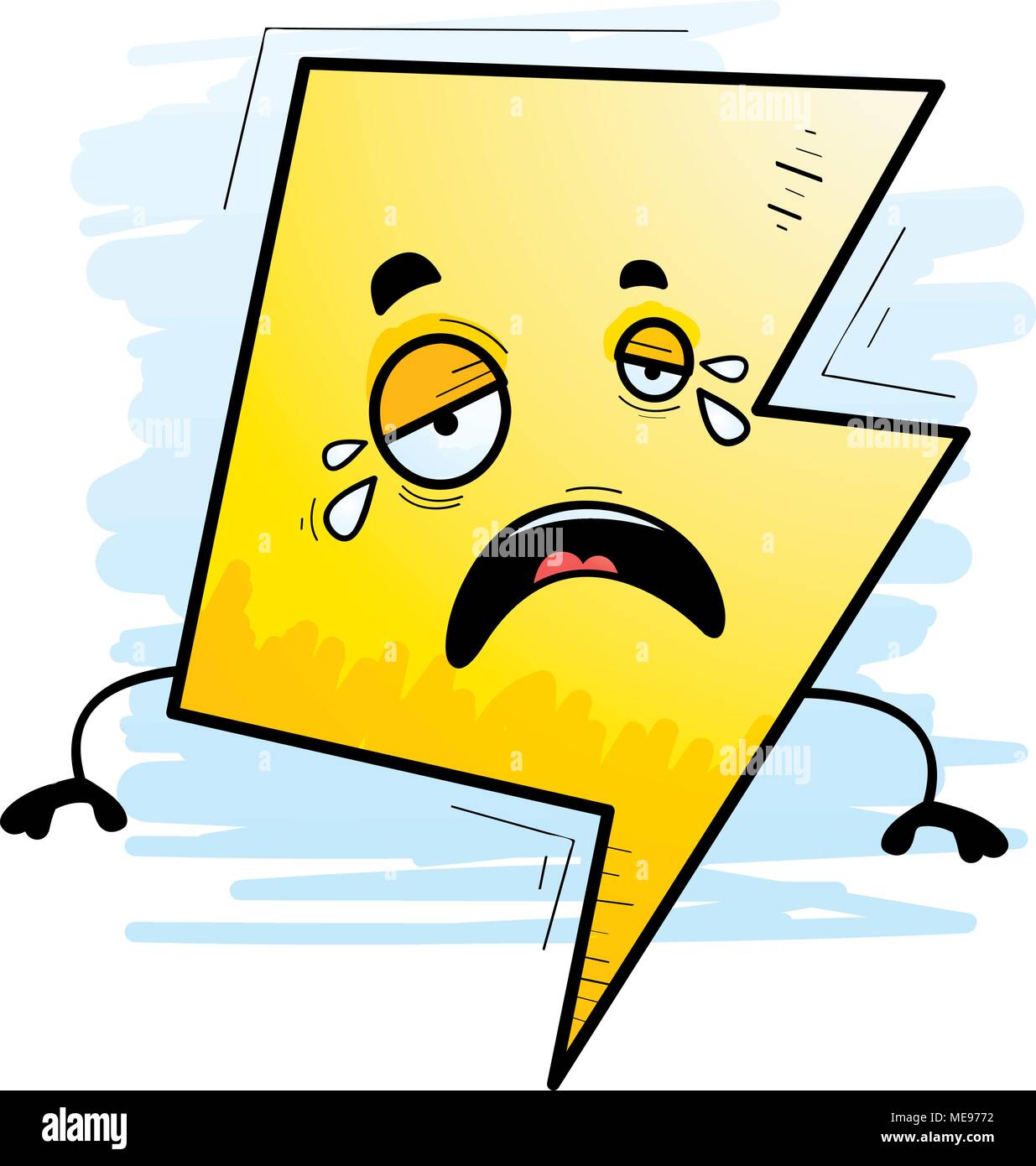 A cartoon illustration of a lightning bolt crying Stock Vector Image ...