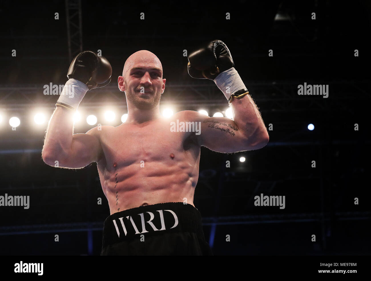 Steven Ward celebrates victory over Michal Ciach in the third round ...
