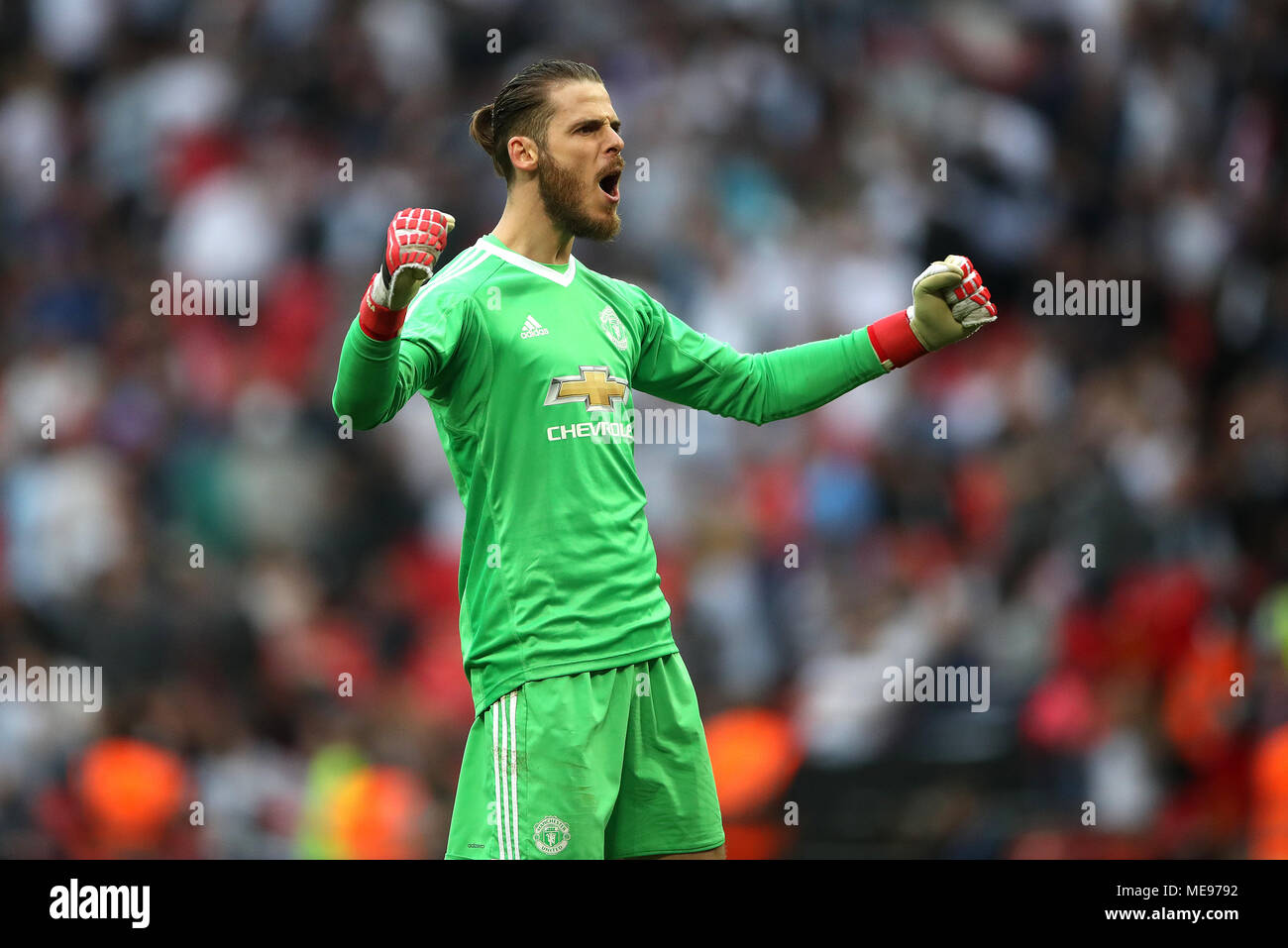 Manchester United goalkeeper David De Gea celebrates after the final ...