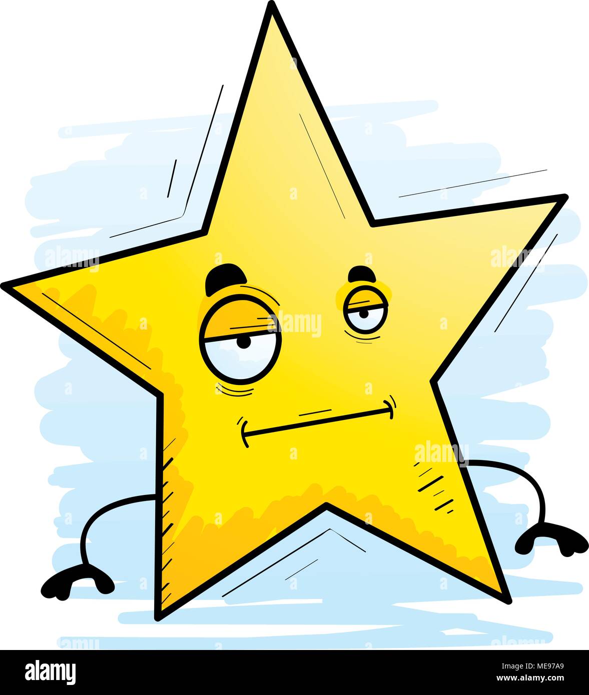 A cartoon illustration of a star with a bored expression Stock Vector ...