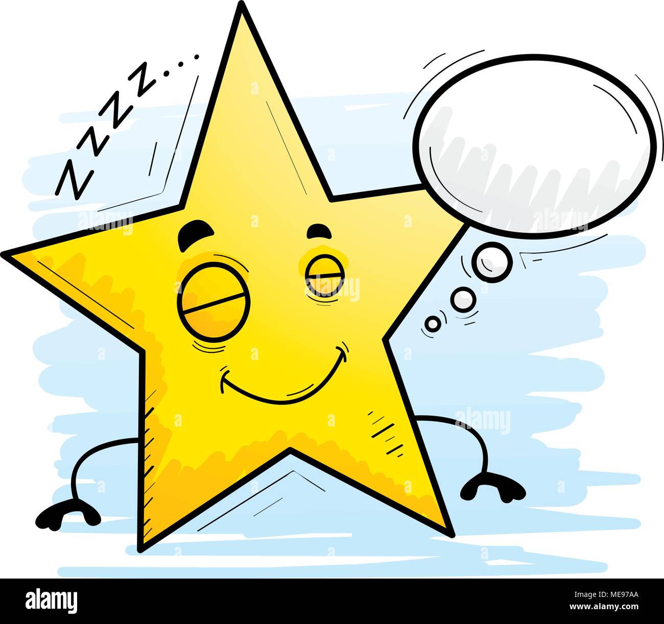 A cartoon illustration of a star sleeping and dreaming Stock Vector ...