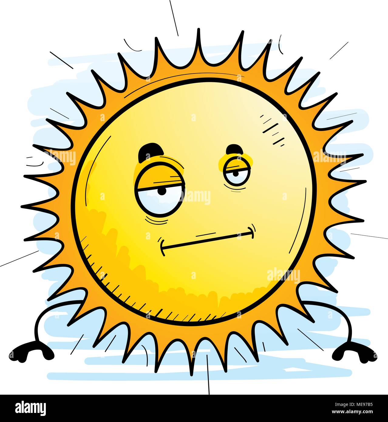 A cartoon illustration of the sun with a bored expression Stock Vector ...