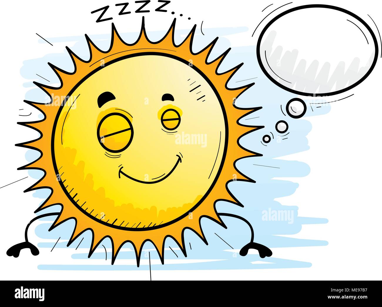 A cartoon illustration of the sun sleeping and dreaming Stock Vector ...