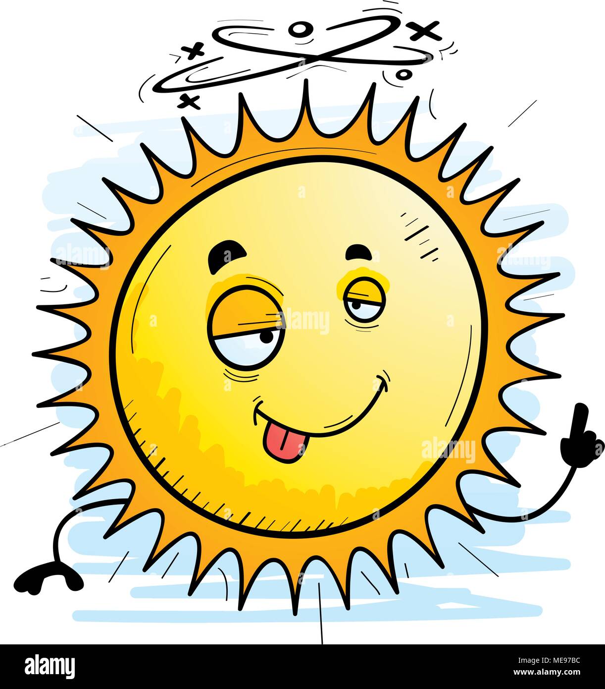A cartoon illustration of the sun looking drunk Stock Vector Image ...