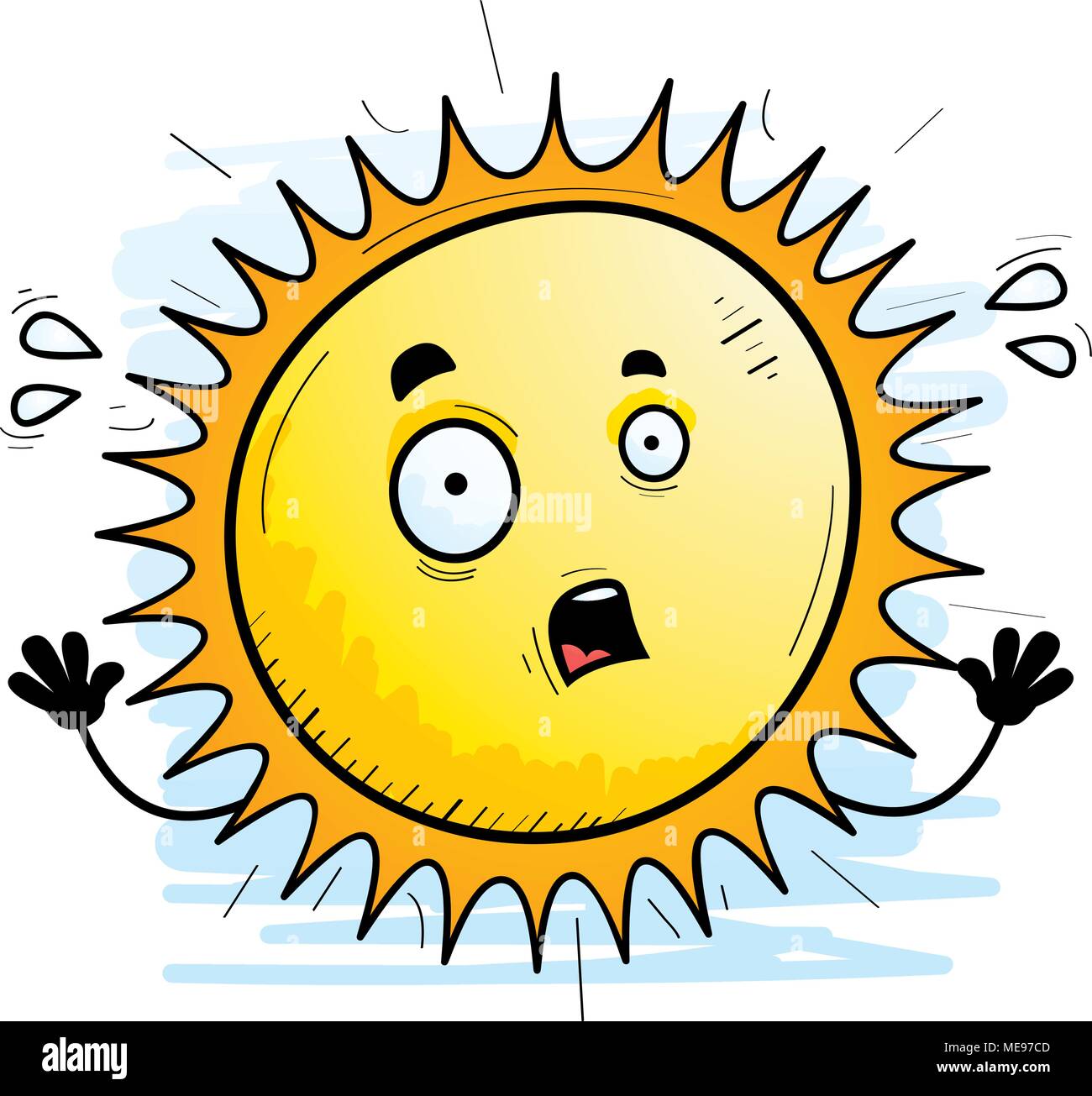 A cartoon illustration of the sun looking scared Stock Vector Image ...