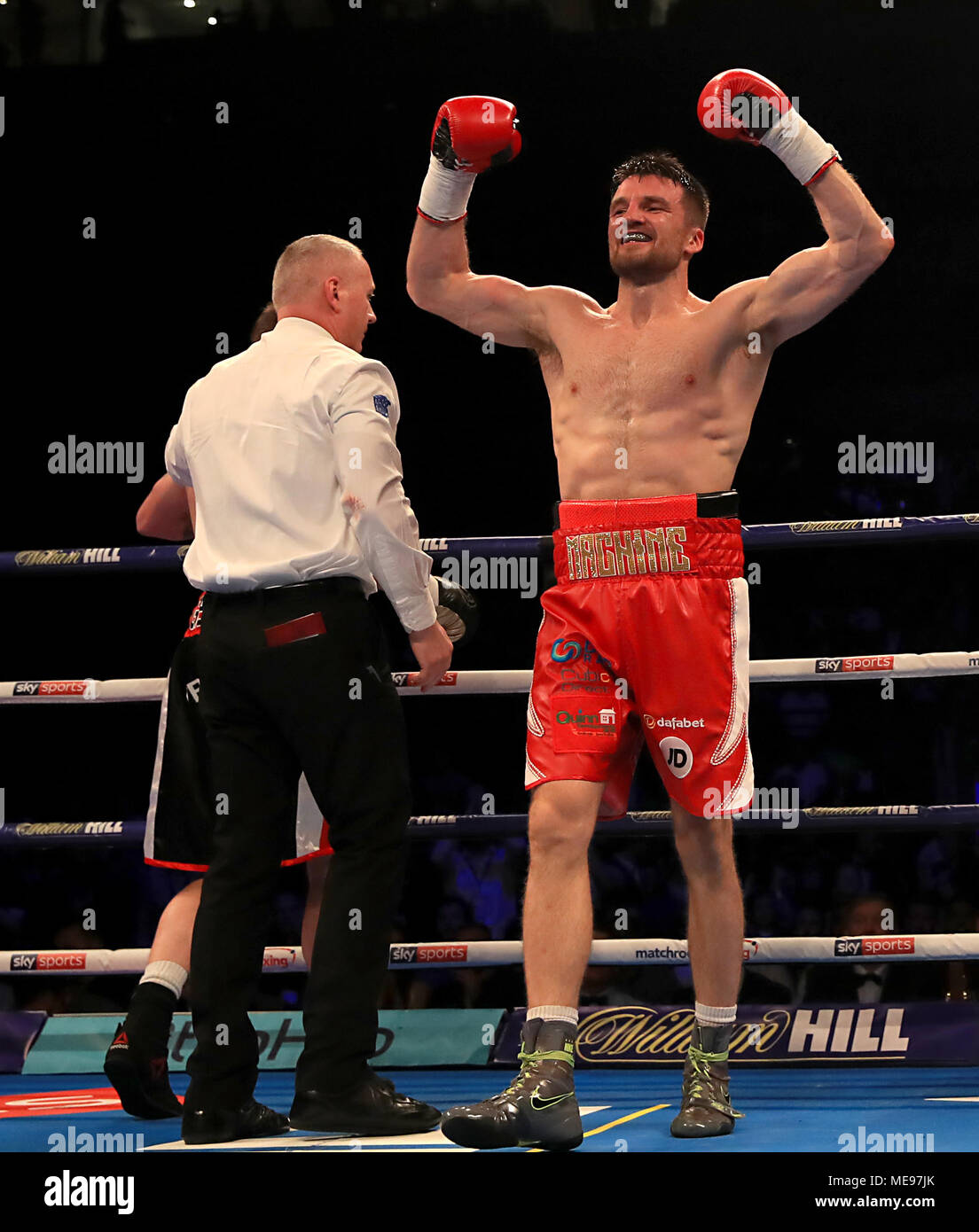 Anthony Fowler celebrates winning the Super-Welterweight Contest at the ...