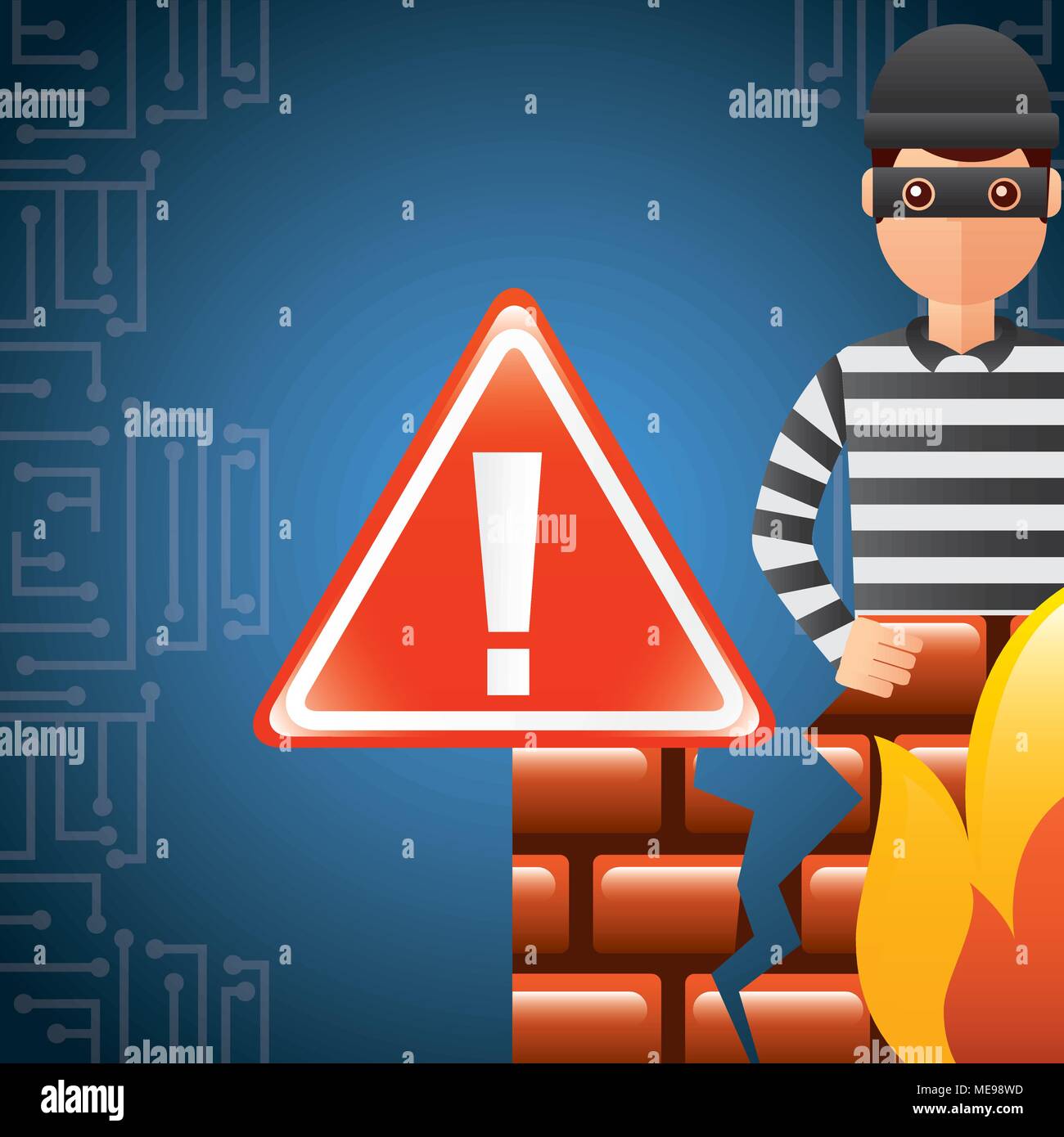 Cyber attack red warning error Stock Vector Images - Alamy