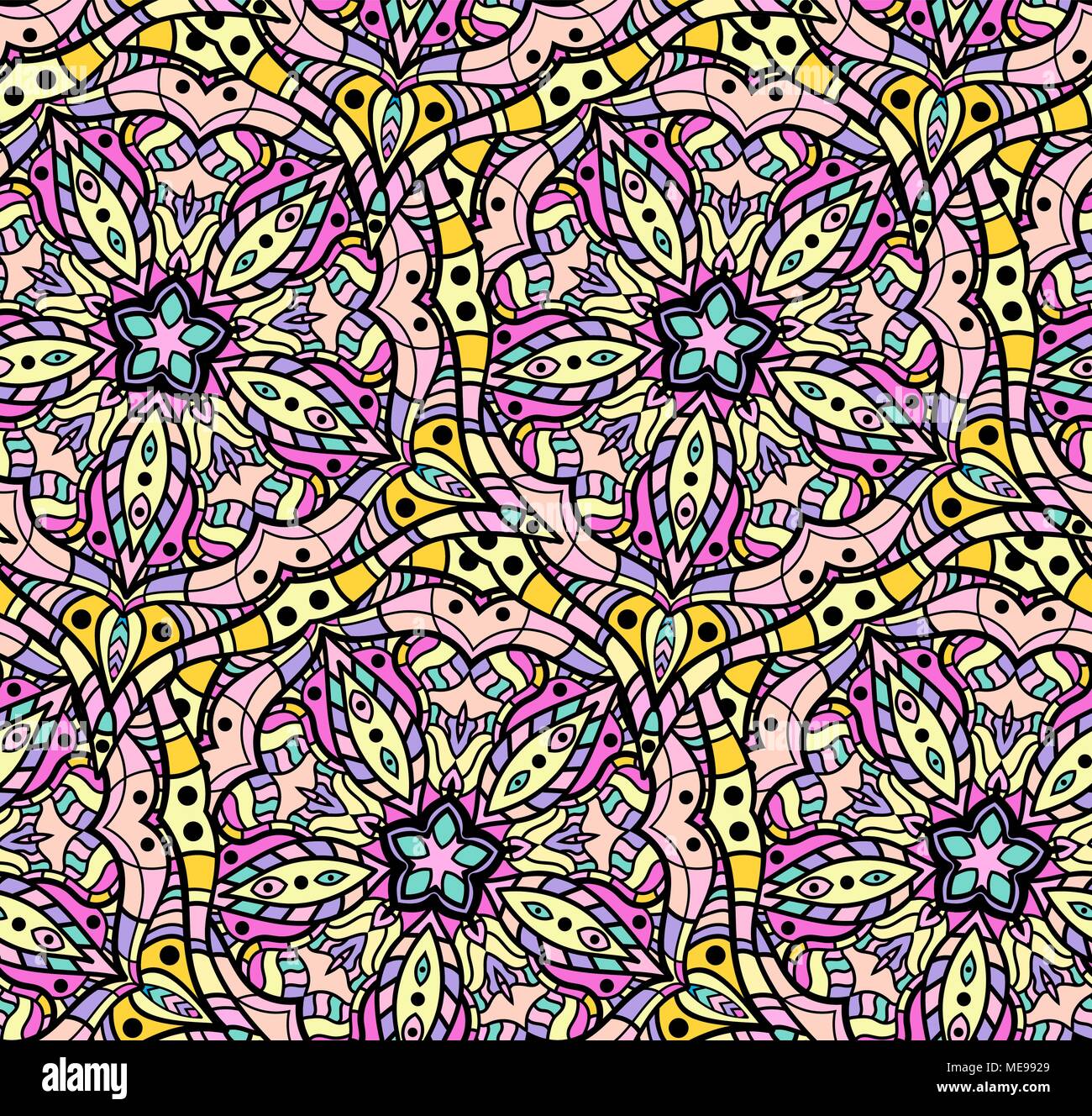 Seamless repeating pattern of mandalas Stock Vector Image & Art - Alamy