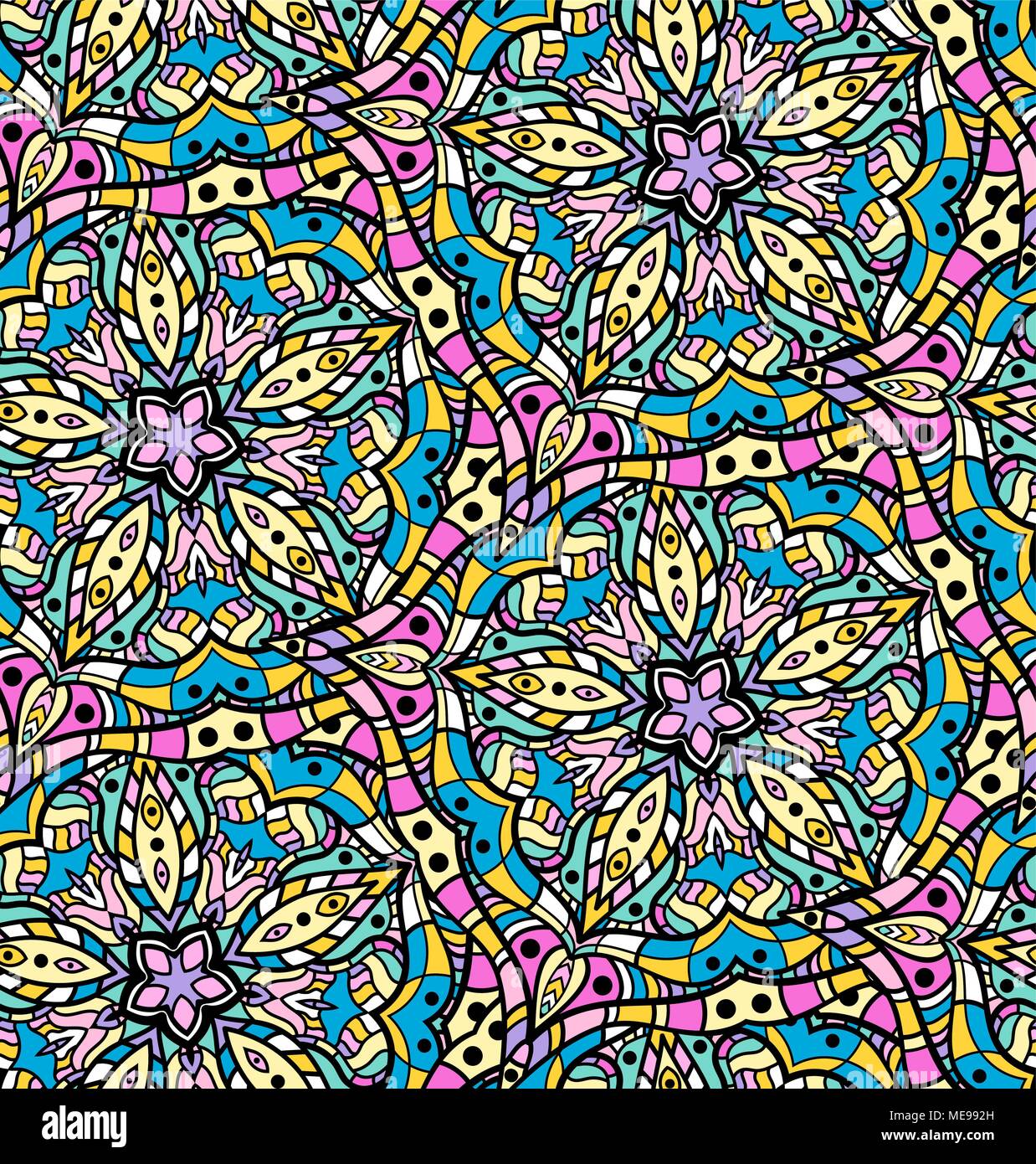 Seamless repeating pattern of mandalas Stock Vector Image & Art - Alamy