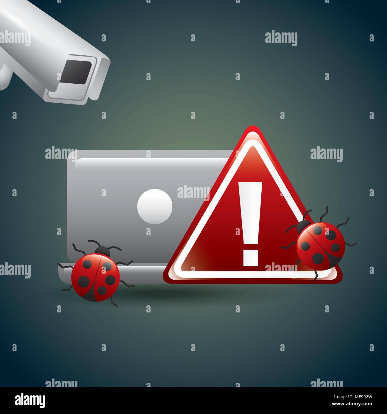 Cyber attack red warning error Stock Vector Images - Alamy