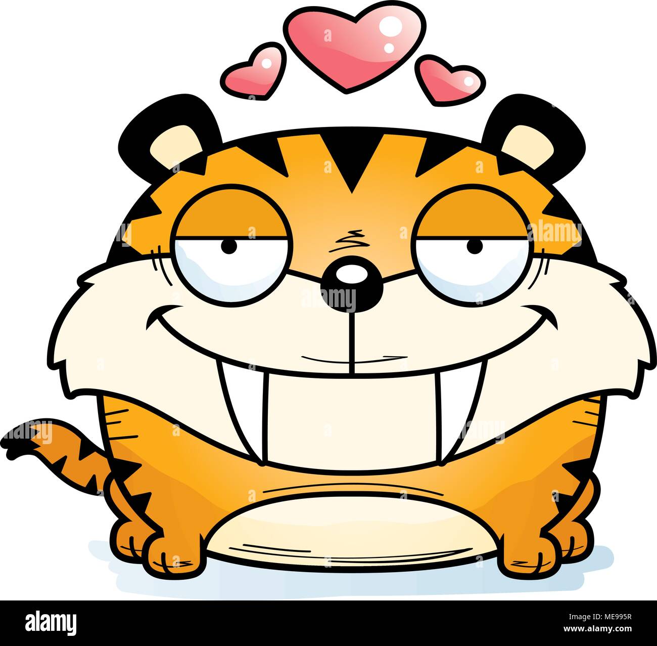 A cartoon saber-toothed tiger cub with an in love expression Stock ...