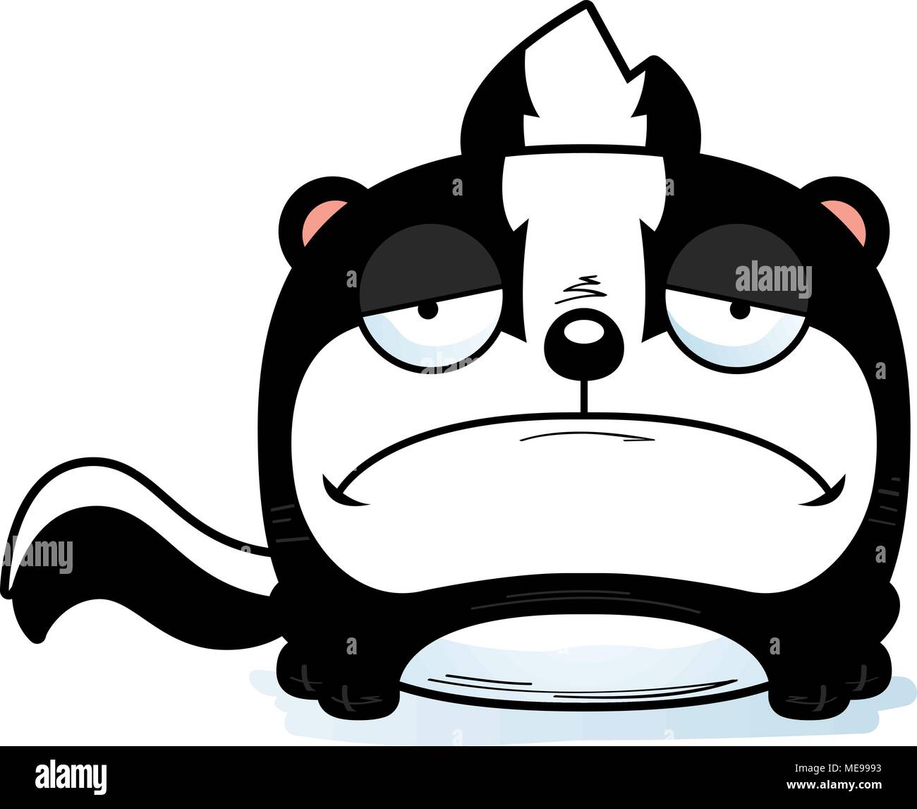 A cartoon illustration of a skunk with a sad expression Stock Vector ...