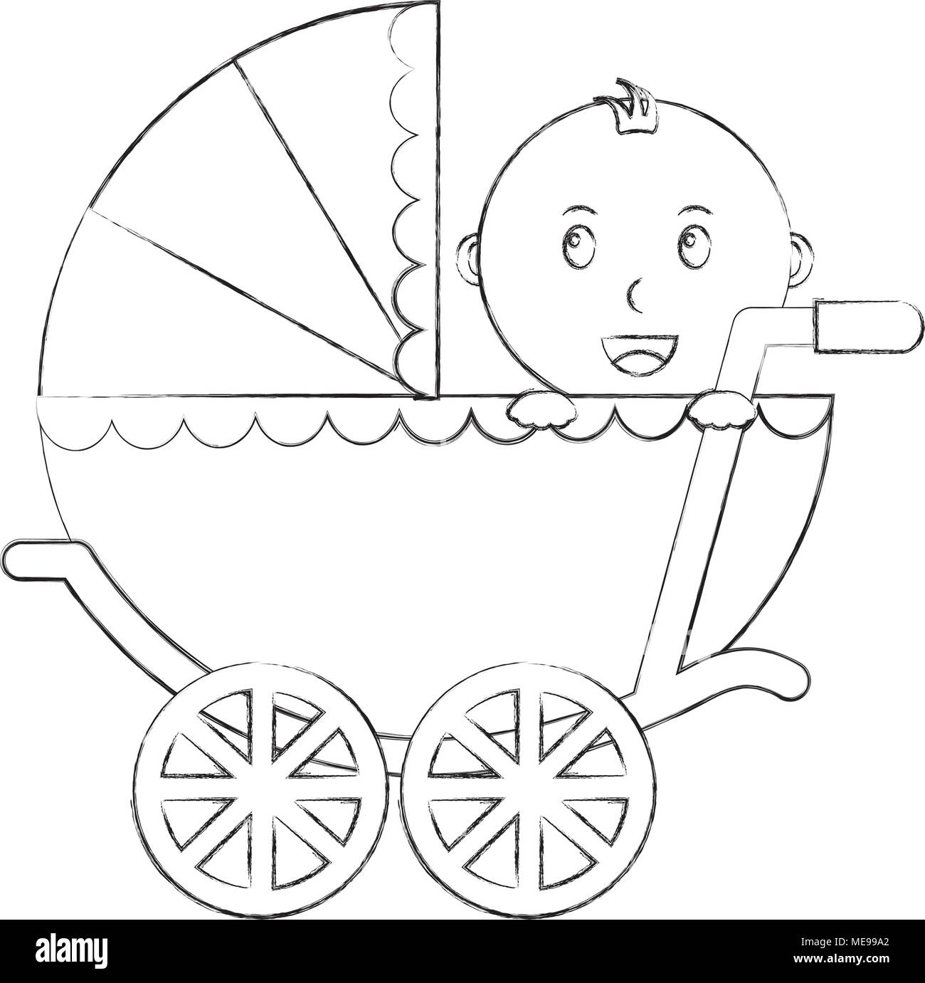 cute boy baby in pram transport Stock Vector Image & Art - Alamy