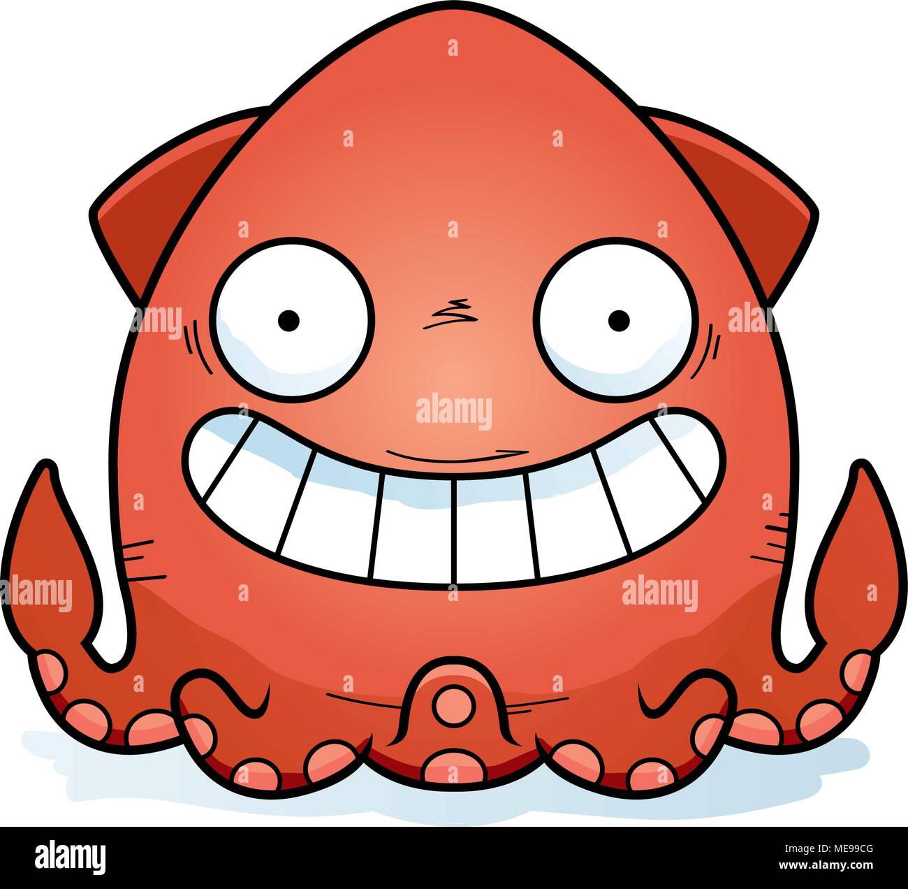 A cartoon illustration of a squid looking happy Stock Vector Image ...