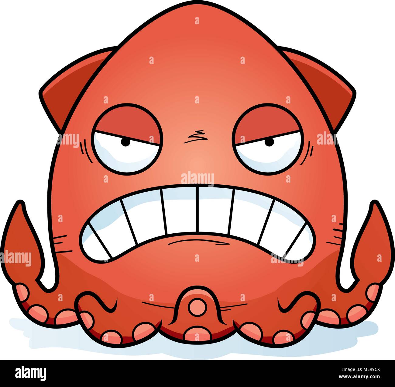 A cartoon illustration of a squid looking angry Stock Vector Image ...