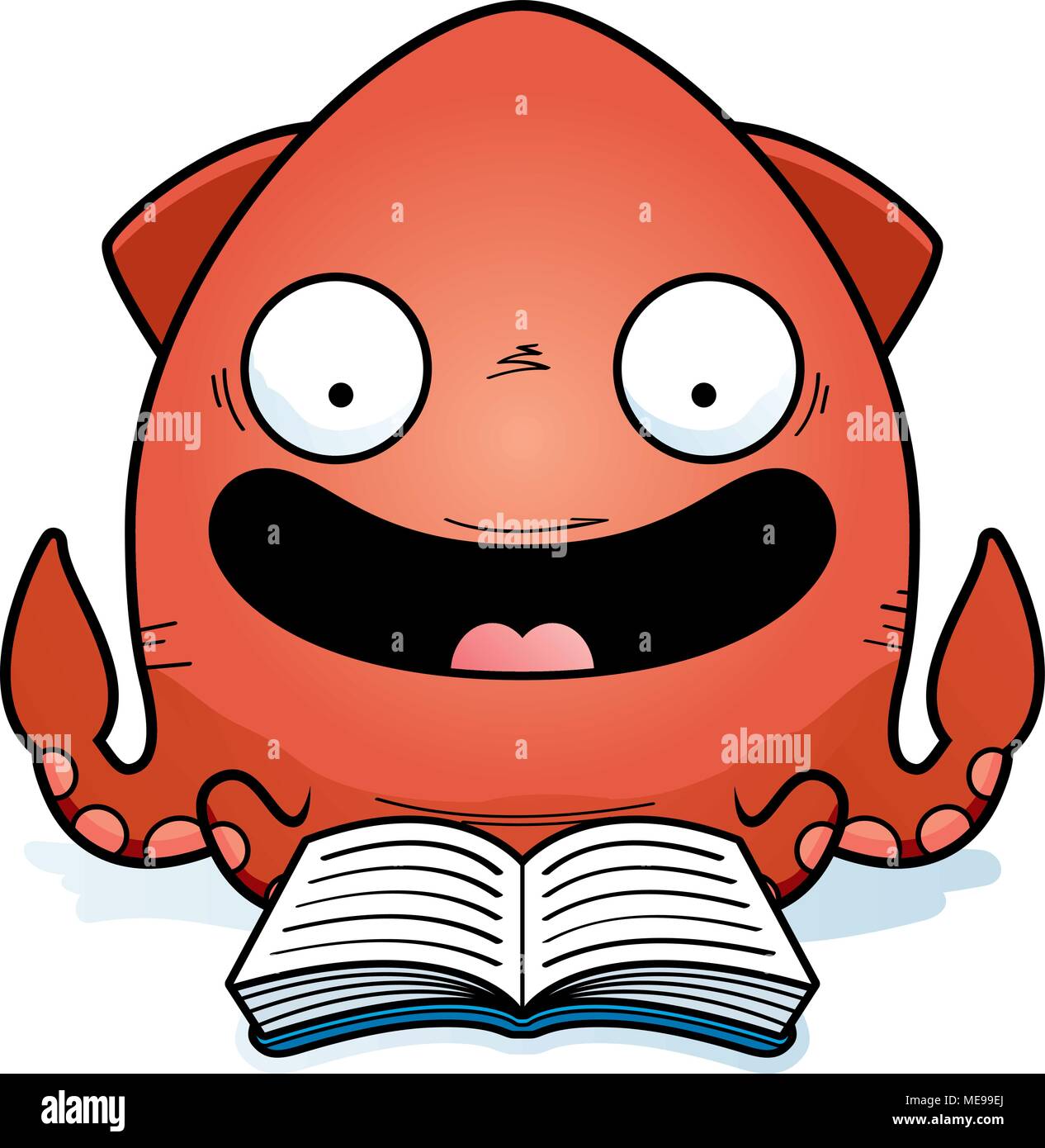 A cartoon illustration of a squid reading a book Stock Vector Image ...