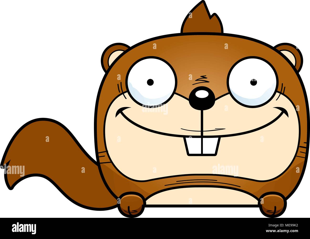 A cartoon illustration of a squirrel peeking over an object Stock ...