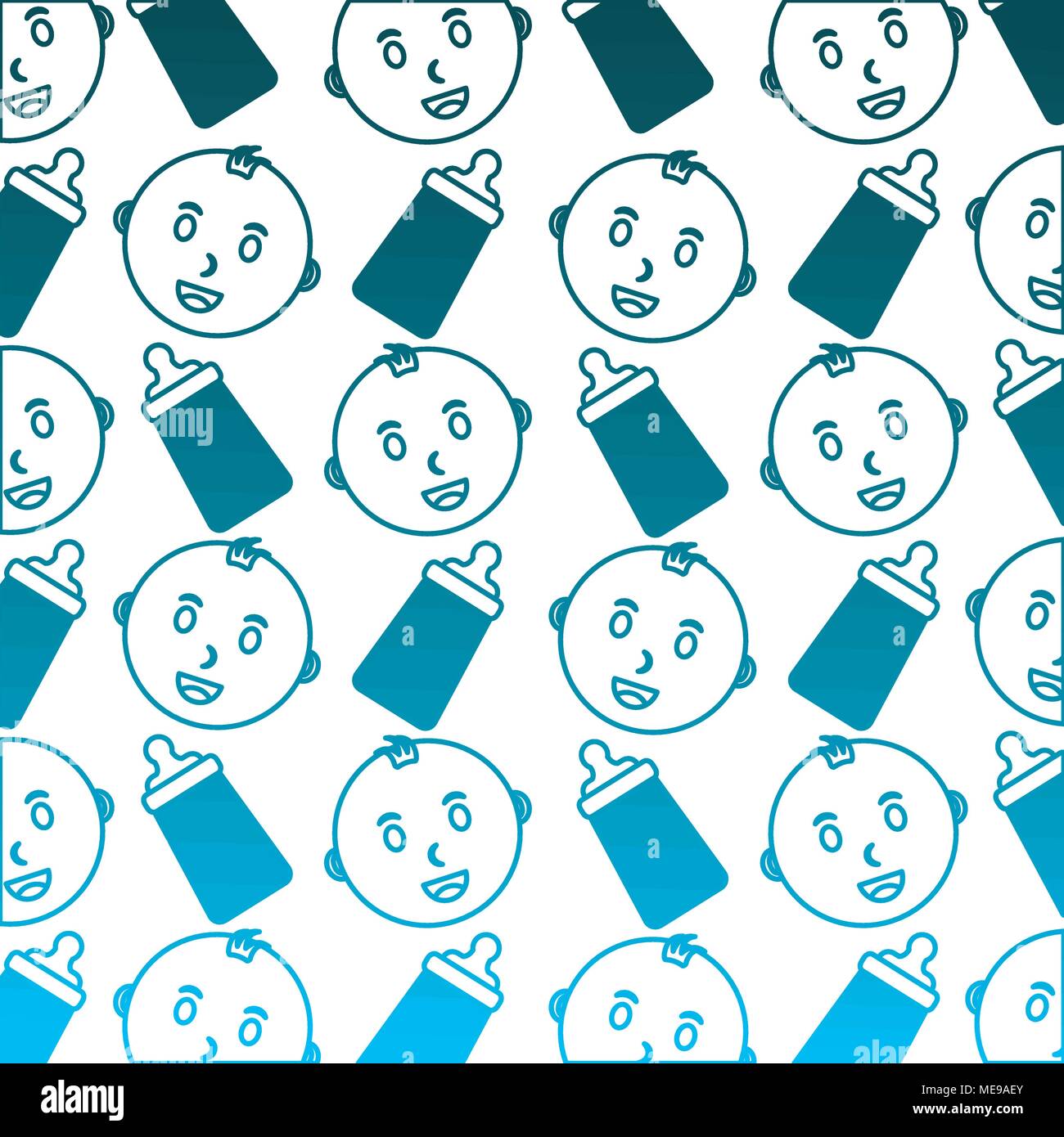 baby shower face babies and bottle milk background pattern Stock Vector ...