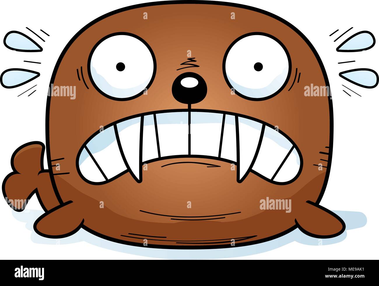 A cartoon illustration of a walrus looking scared Stock Vector Image ...