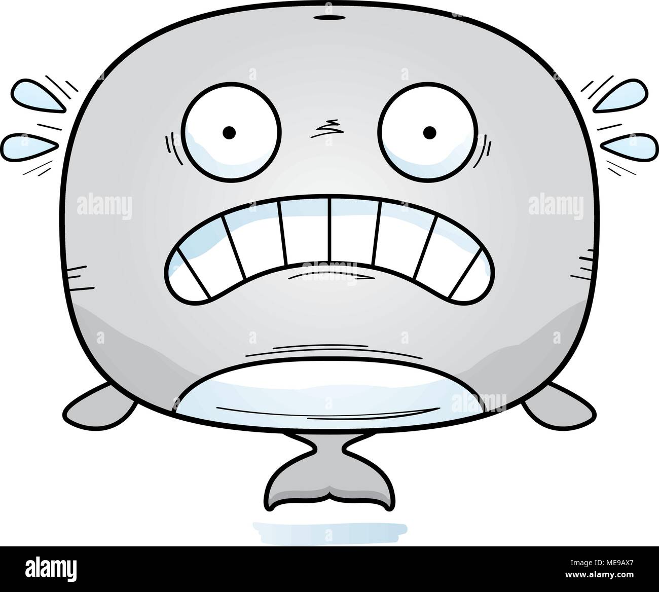 A cartoon illustration of a whale looking scared Stock Vector Image ...