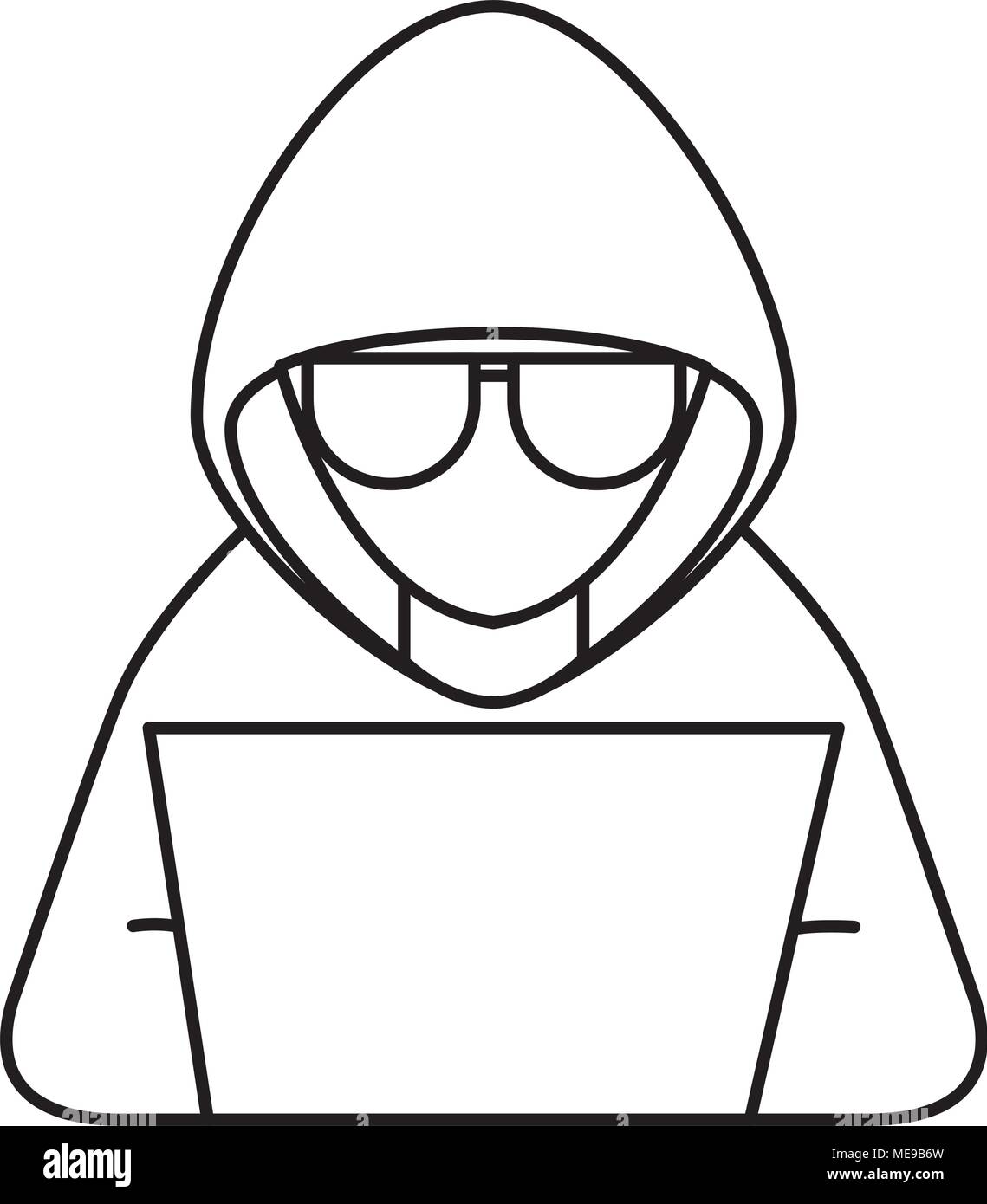 cyber security hacker character crime laptop computer Stock Vector ...