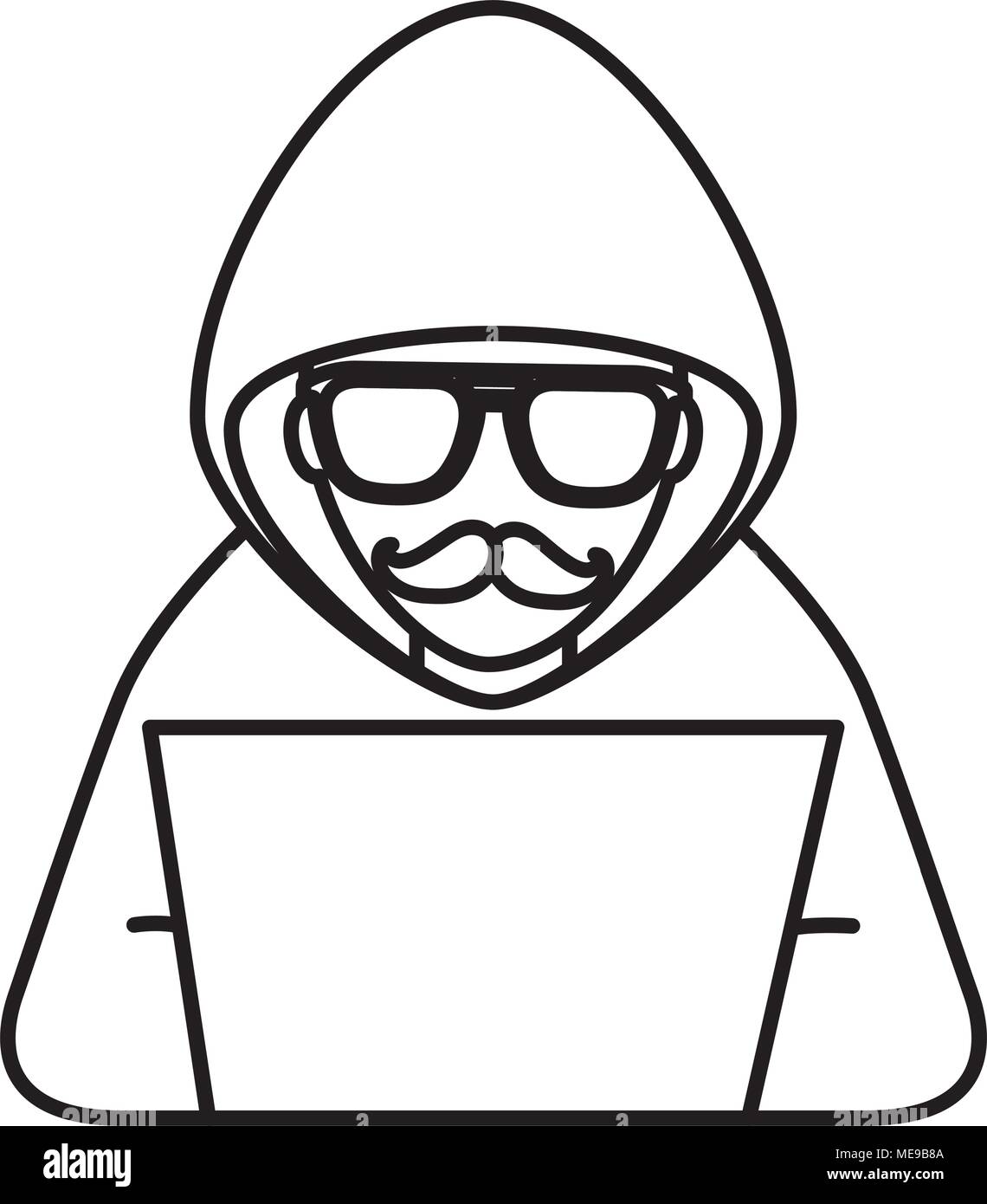 cyber security hacker character crime laptop computer Stock Vector ...