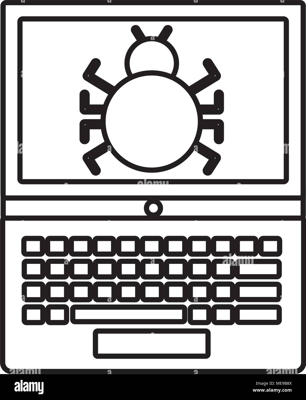 cyber security laptop computer infected bug Stock Vector Image & Art ...