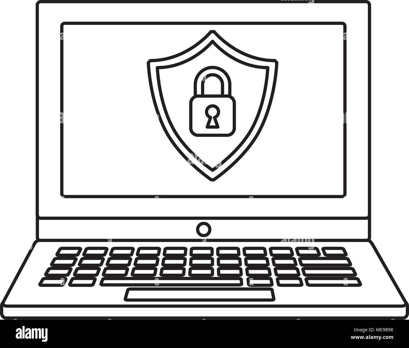 Cyber Security Shield Protection Padlock Locked Stock Vector Image
