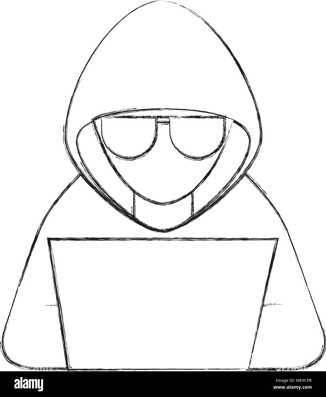 cyber security hacker character crime laptop computer Stock Vector ...