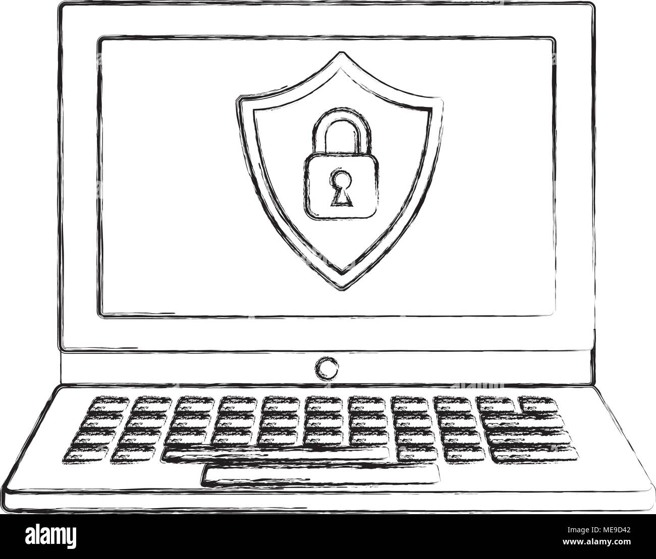 Cyber Security Shield Protection Padlock Locked Stock Vector Image