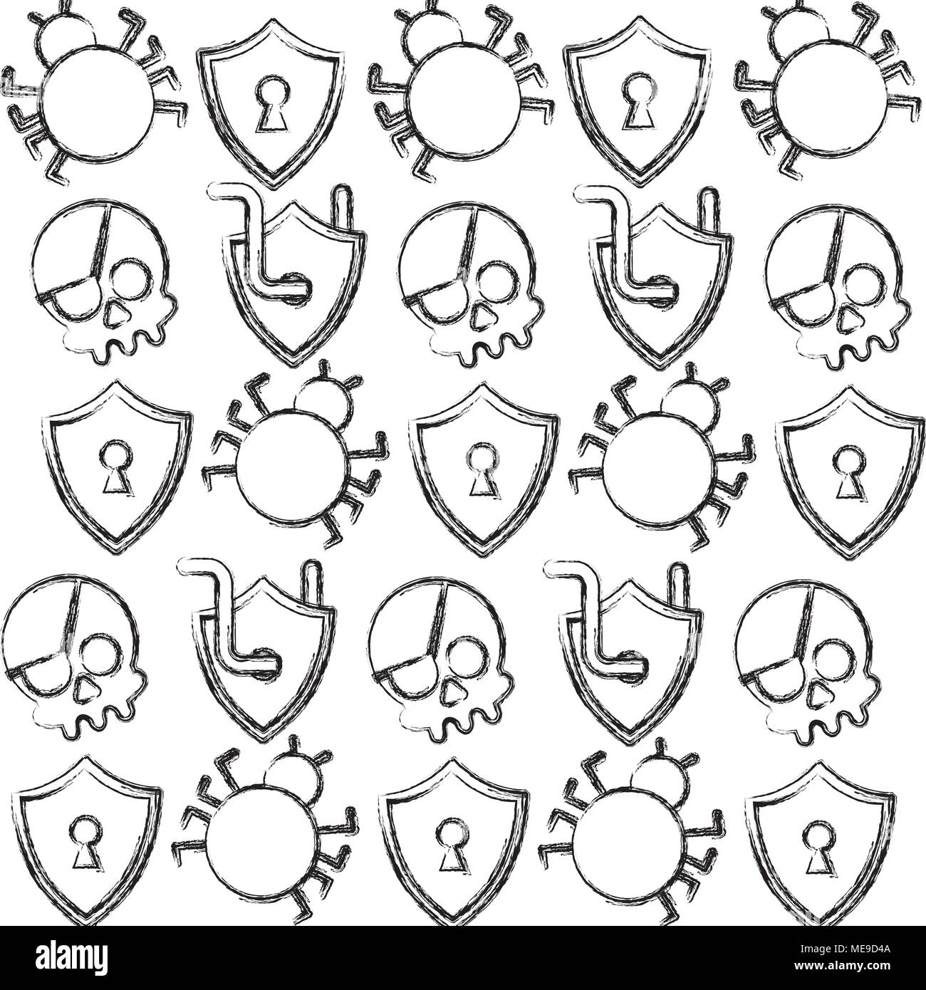 cyber security shield protection bug error virus Stock Vector Image ...