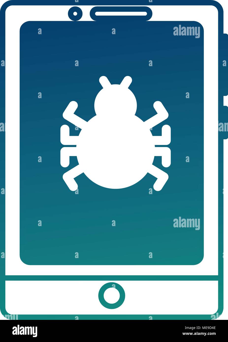 cyber security smartphone bug virus alert warning Stock Vector Image ...