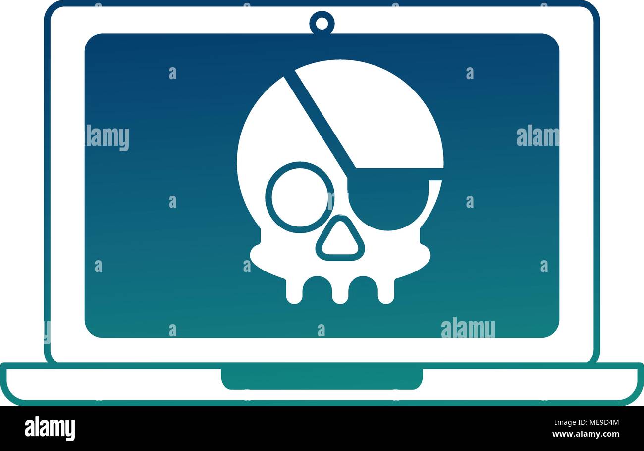 Laptop skull shield padlock hi-res stock photography and images - Alamy