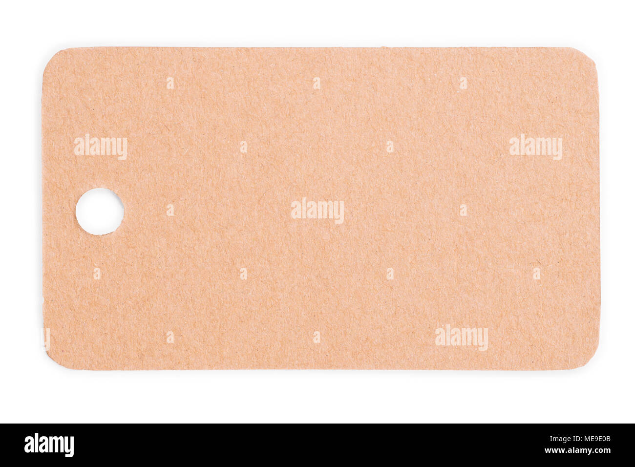 Blank brown craft cardboard tag with copy space. Isolated on white with ...