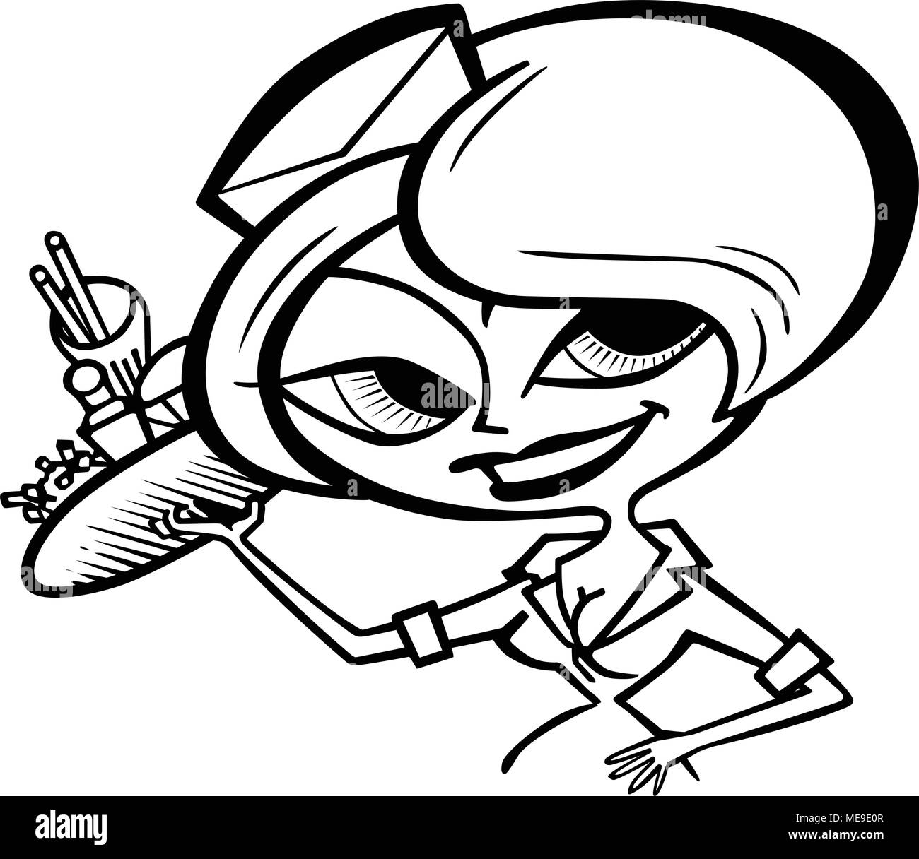 Cute Waitress - Retro Clipart Illustration Stock Vector Image & Art - Alamy