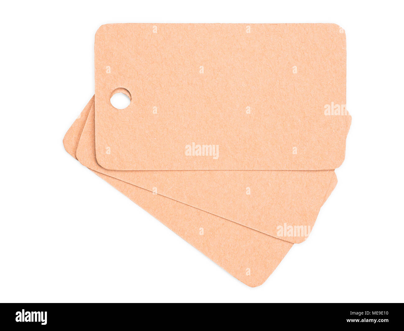 Set of brown craft cardboard blank labels with copy space isolated on ...