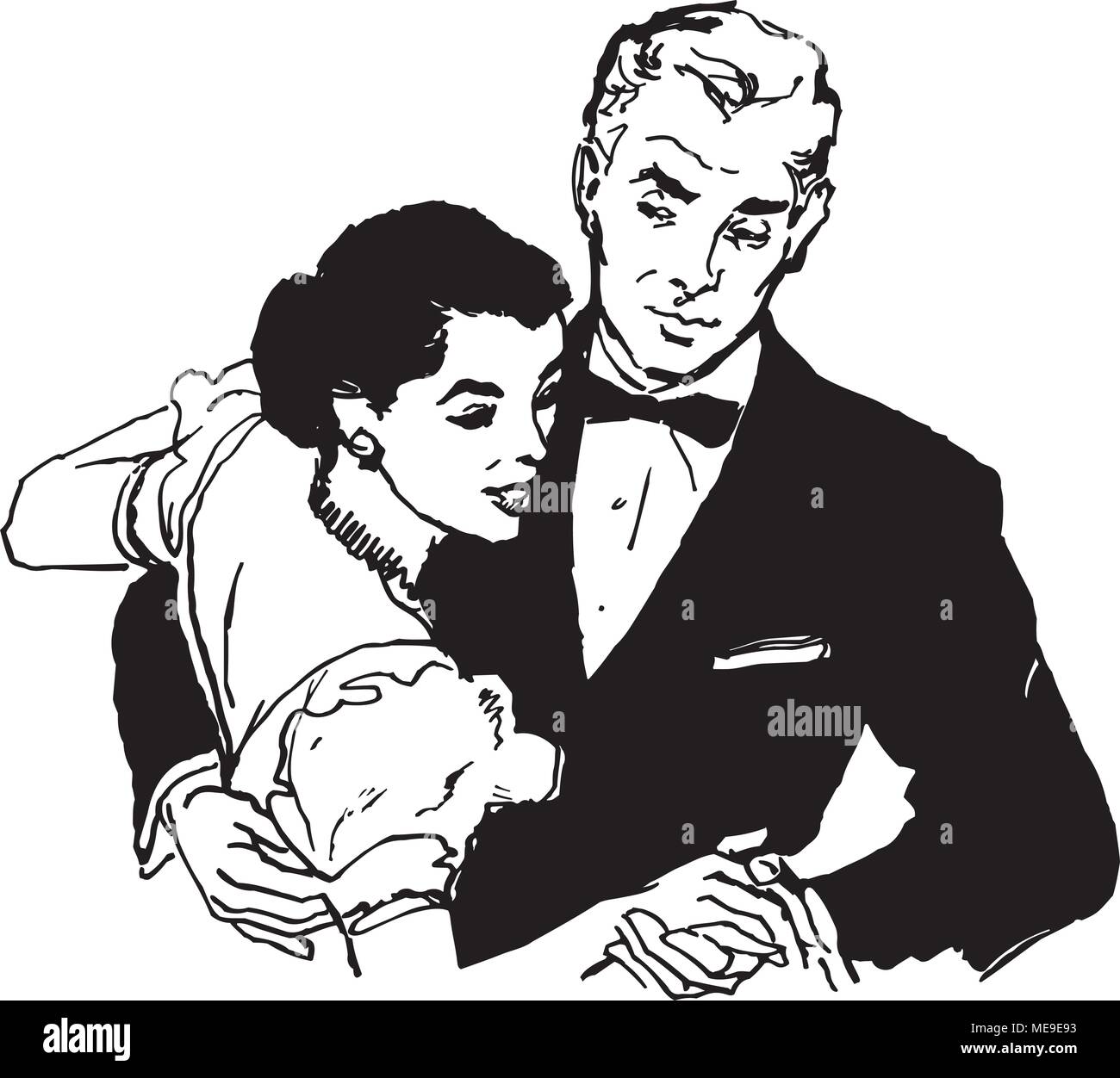 Dance Partners 2 - Retro Clipart Illustration Stock Vector Image & Art ...