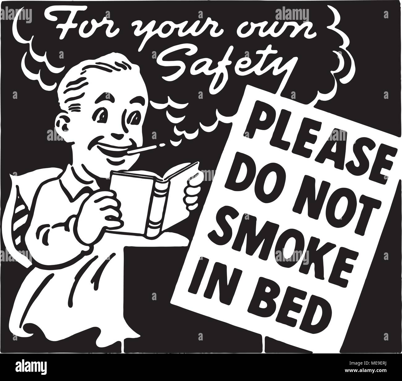 Do Not Smoke In Bed - Retro Ad Art Banner Stock Vector Image & Art - Alamy