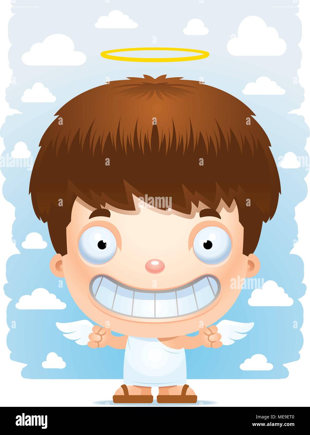 A cartoon illustration of a boy angel standing and smiling Stock Vector ...