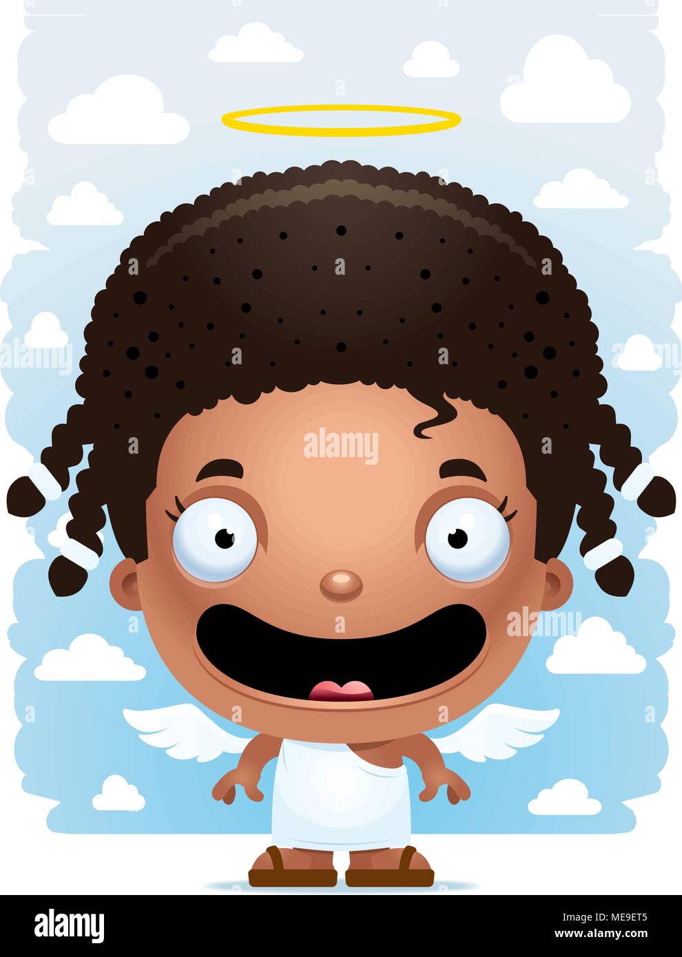 A cartoon illustration of a girl angel standing and smiling Stock ...