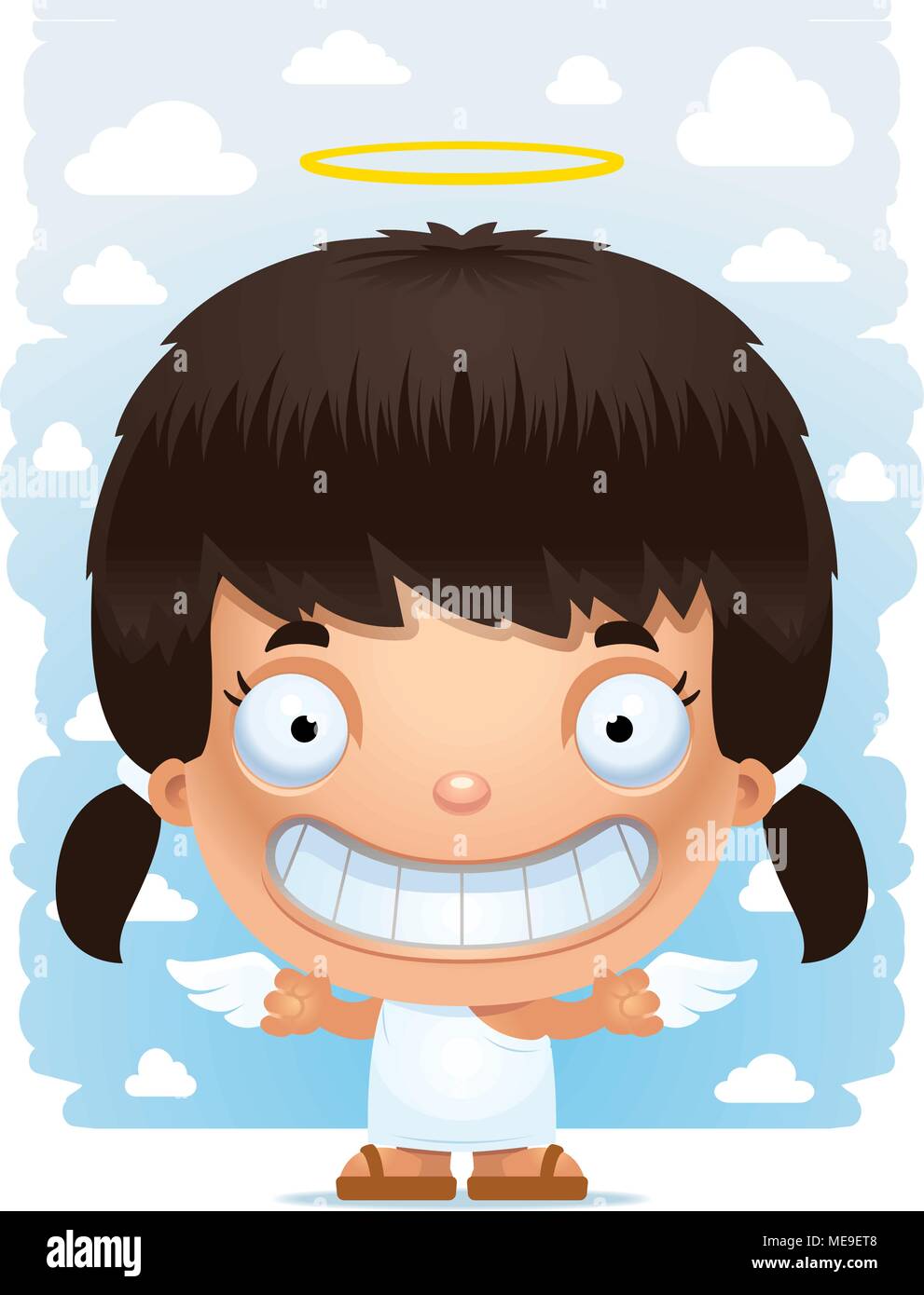 A cartoon illustration of a girl angel standing and smiling Stock ...