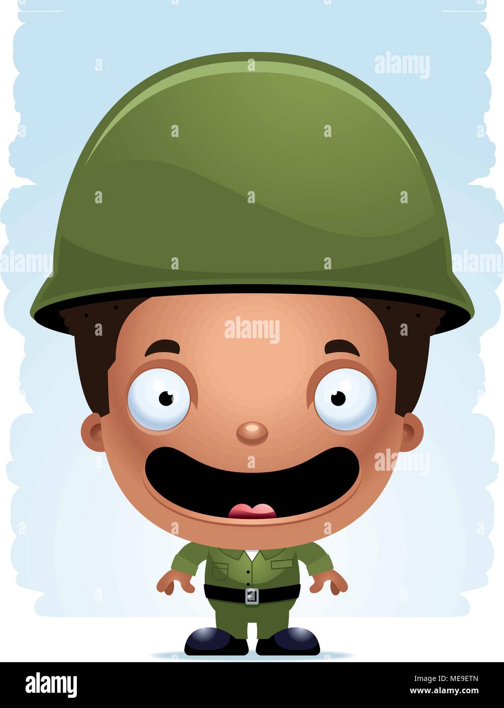 A cartoon illustration of a boy soldier smiling Stock Vector Image ...